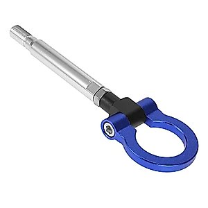 X AUTOHAUX Blue Aluminum Alloy Front Bumper Trailer Ring Eye Towing Tow Hook Screw for Subaru Impreza WRX BRZ