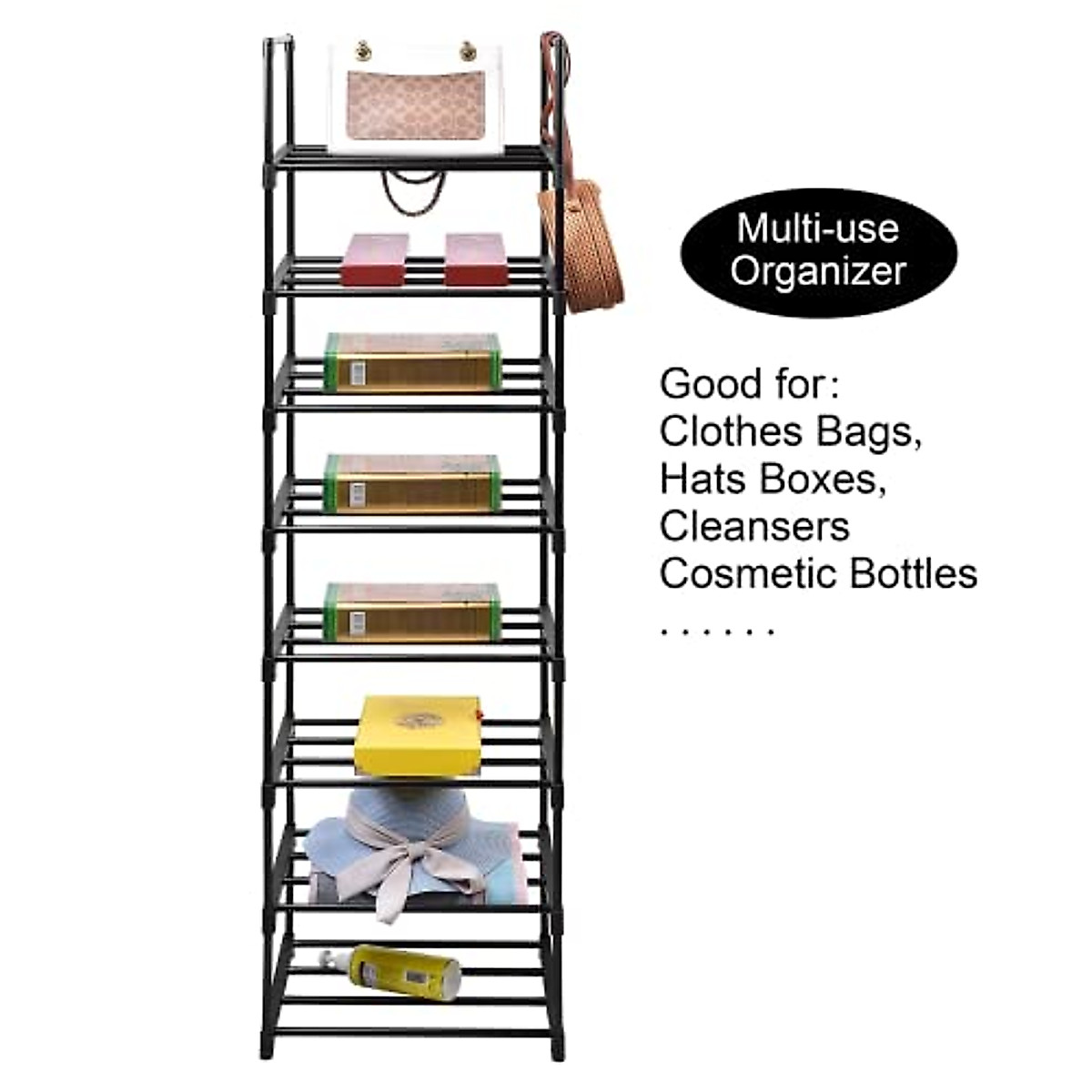 Easyhouse 8 Tier Metal Sturdy Shoe Rack, Narrow Tall Shelf Organizer for Entryway, Closet, Bedroom