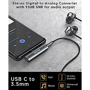 Teleadapt USB C to 3.5mm Headphone Audio and Charger Adapter, 2-in-1 USB C to Aux Mic Jack Adapter with PD 60W Fast Charging for Stereo, Hi-Res DAC, Compatible with Galaxy S20/ S21/NoteS20, Pixel 2/3