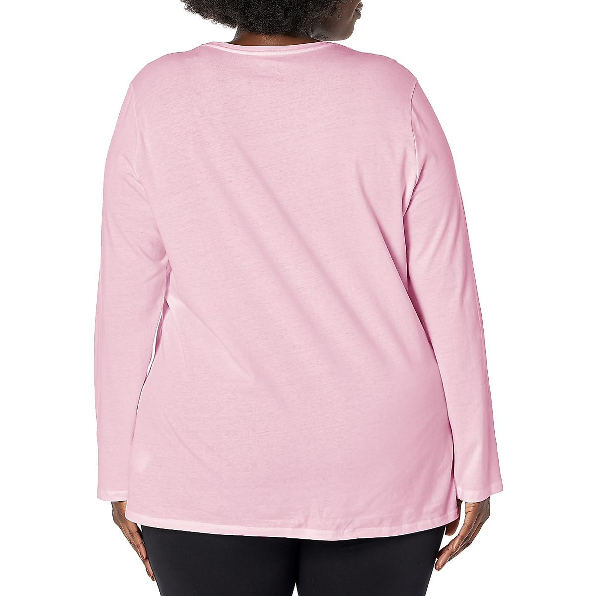 Just My Size Women's Plus Size Vneck Long Sleeve Tee, Pink Swish, 3X