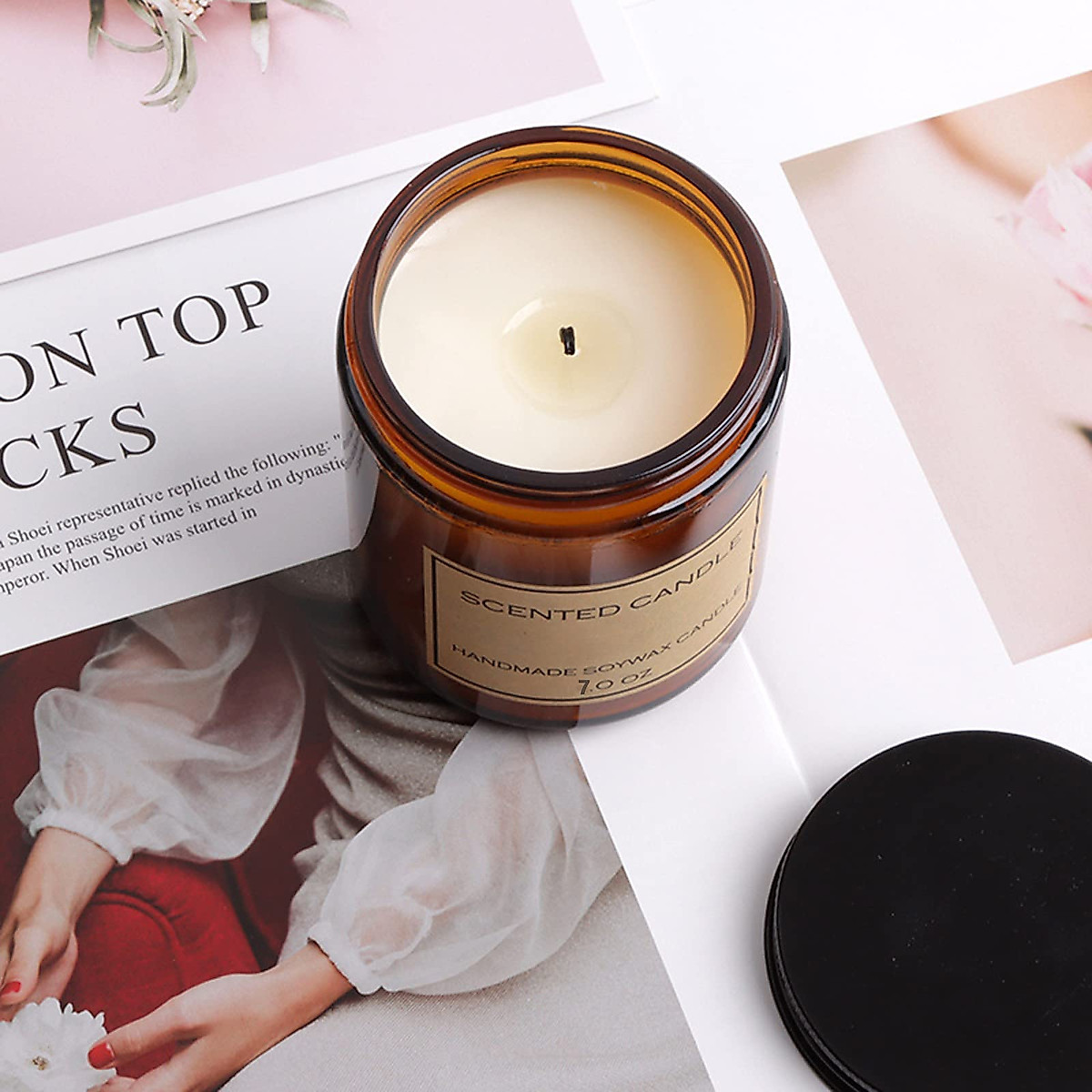 UOMNICUE Scented Candles,7oz Glass Jar Candles for Home Bedroom Scented, Handmade Natural Soy Wax Scented Candle Gift for Women,Romantic Aromatherapy Candle Valentines Day,Mother's Day Gifts for Her