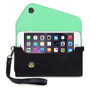Kroo Clutch Wallet with Wristlet and Crossbody Strap for Smartphones or Phablets up to 5.7 Inch - Carrying Case - Frustration-Free Packaging - Green