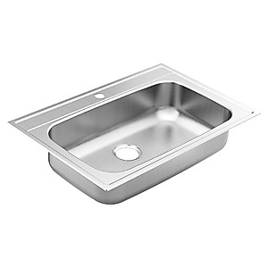 Moen GS181631BQ 1800 Series 33-inch 18 Gauge Drop-in Single Bowl Stainless Steel Kitchen Sink 7-inch Depth Featuring QuickMount, Satin Stainless