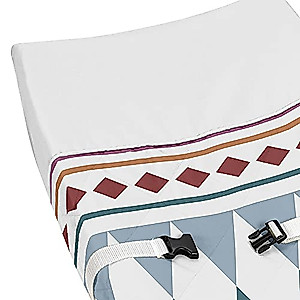 Sweet Jojo Designs Aztec Boho Chic Girl Baby Nursery Changing Pad Cover - Yellow Blue Gold Mauve Burgundy Purple Pink Modern Bohemian Southwestern Rustic Geometric Patterned Chevron Diamond Triangle