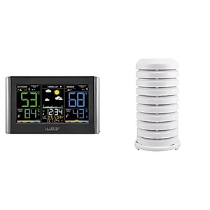 La Crosse Technology C85845-INT Weather Station, Black & 925-1418 Sensor Protection Shield with Mount