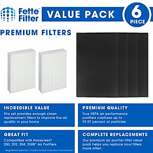 Fette Filter - True HEPA H13 Filter R Compatible with Honeywell Purifier HPA200 HPA200C HPA201 HA202 HPA204 HPA204C HPA250 HPA250B HPA250BC HPA3200 HPA5200 Series # HRF-ARVP200 Filter R PreFilter A