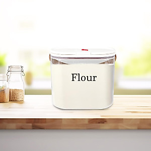 Xbopetda Flour Containers with Lids Airtight, Clear Plastic Flour Storage Container with Wide Mouth & Spoon, Time Recording Flour Sugar Storage Containers, Dry Food Storage for Kitchen Pantry Storage