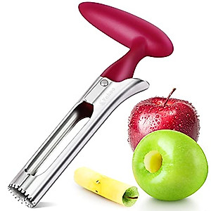 Apple Corer, Vakoo [Upgraded 2022] Food-Grade Stainless Steel Apple Corer Remover Tool for Removing Cores & Pits, Easy to Use Kitchen Gadget - Red