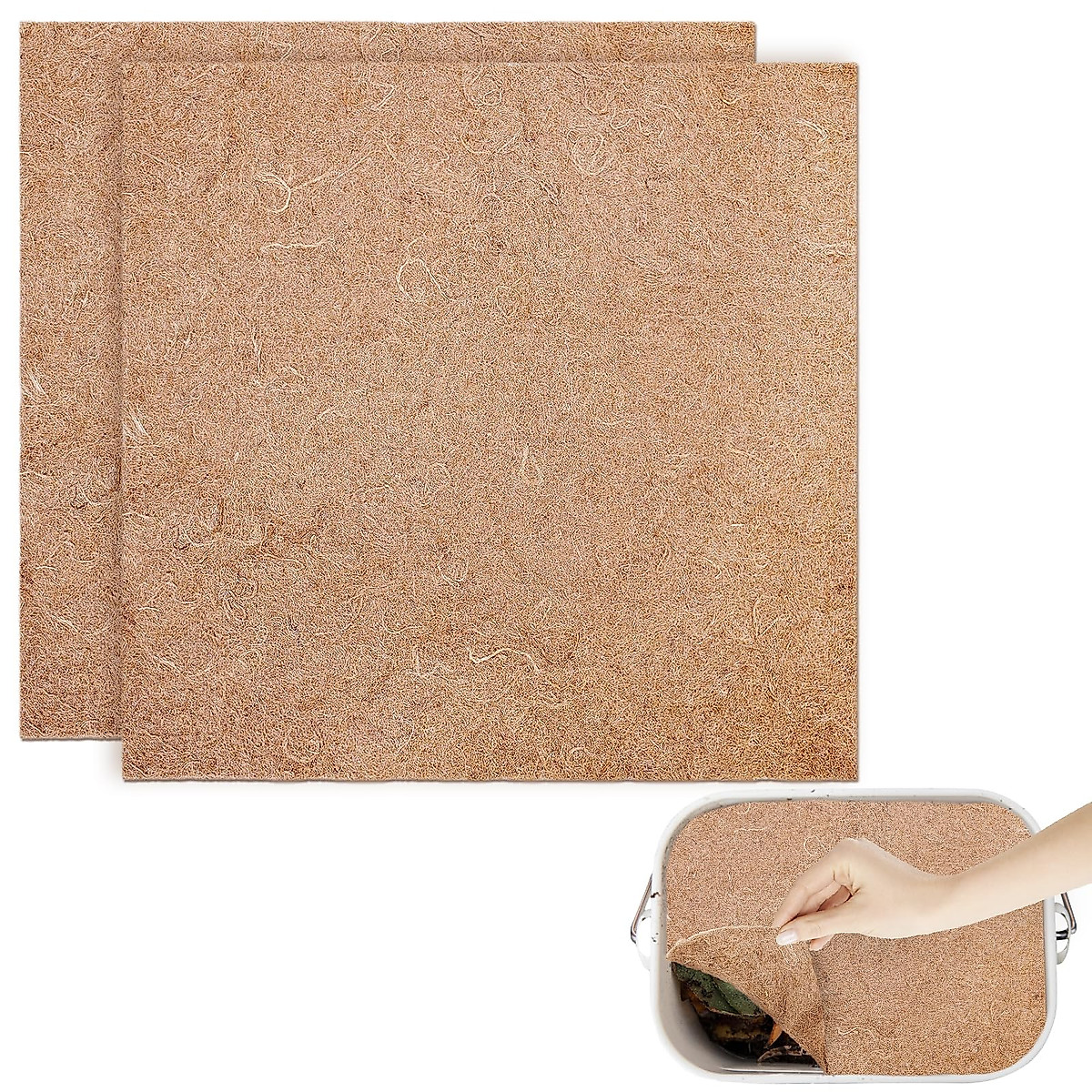 U0U 2 Pieces Worm Blanket Worm Bin Blanket,2 x 2Ft Worm Blankets Subpod,Degradable Jute Fibre Worm Blanket for Compost Bin,Worm Farm Compost for Keep Worms Dark and Moist