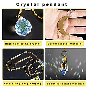 Crystal Suncatcher, 5pcs Window Hanging Sun Catchers Crystal Chandelier Ball Prism Pendant Light Catcher Ornament, Garden Suncatchers Window Rainbow Maker for Home Wedding Decoration Gifts