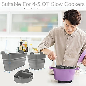 Slow Cooker Liners Divider, Crock Pot Liners Divider Insert Reusable Silicone Cooking Liner Dishwasher Safe, Fit 4QT to 5QT for Slow Cooker Crockpot, Grey