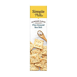 Simple Mills Almond Flour Crackers, Fine Ground Sea Salt - Gluten Free, Vegan, Healthy Snacks, 4.25 Ounce (Pack of 1)