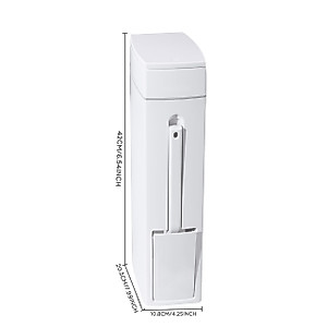 ZYHARUKO 1.3 Gallon Slim Bathroom Trash Can with Lids, RV Toilet Brush and Holder Set, 14 L Narrow Toilet Trash Can, Plastic Small Garbage Can, Rectangular Trash Bin for Bathroom,Kitchen,Toilet,Camper