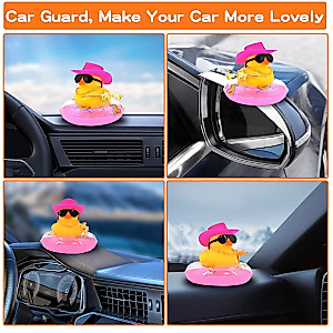 Rubber Duck for Car - Car Duck Decoration Dashboard, Rubber Duck Toy Car Ornament, Car Accessories Duck with Mini Sun Hat Swim Ring Necklace and Sunglasses for Party Favors, Birthdays, Bath Time