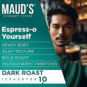 Maud's Espresso Dark Roast Coffee Pods, 24 ct | Espress-O Yourself Coffee | 100% Arabica Dark Roast Coffee | Solar Energy Produced Recyclable Pods Compatible with Keurig K Cups Maker