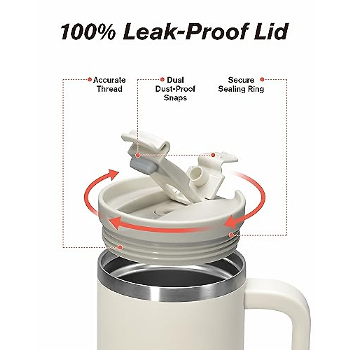 Coolflask 40oz Tumbler with Handle, Insulated Water Tumbler with Lid and Straw, Coffee Tumbler Travel Mug Stainless Steel for Cup Holder, Keep Cold for 24H/Hot for 12H, Apricot