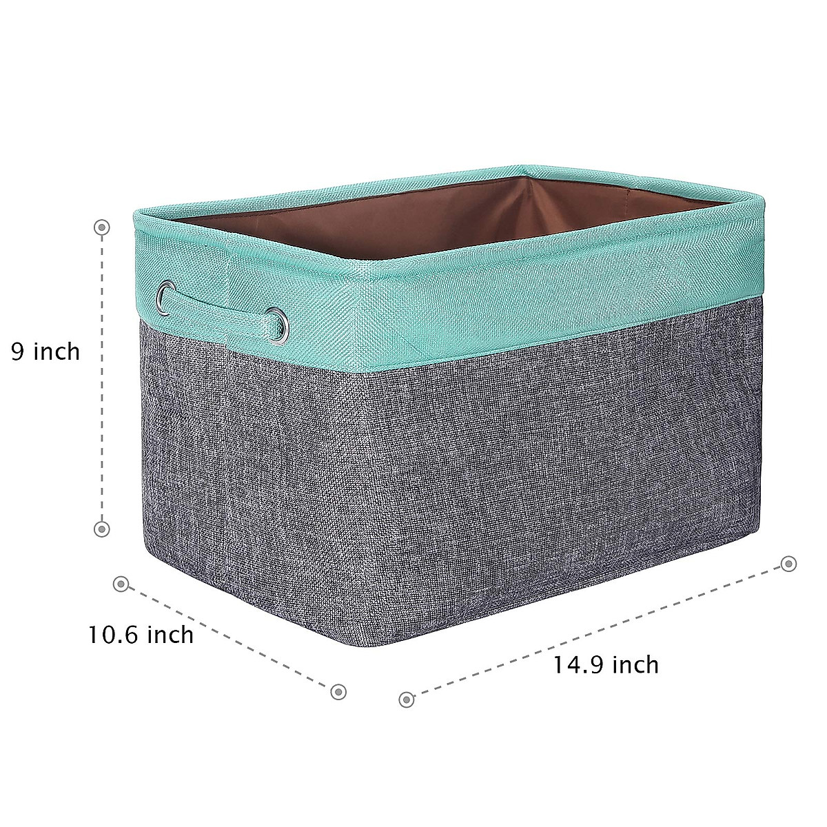 HOKEMP Large Foldable Storage Bins [3-Pack] -14.9 x 10.6 x 9 inch Storage Basket Collapsible Durable Organizer Bin with Carry Handles for Nursery, Home Closet, Toys, Towels, Laundry (Teal)