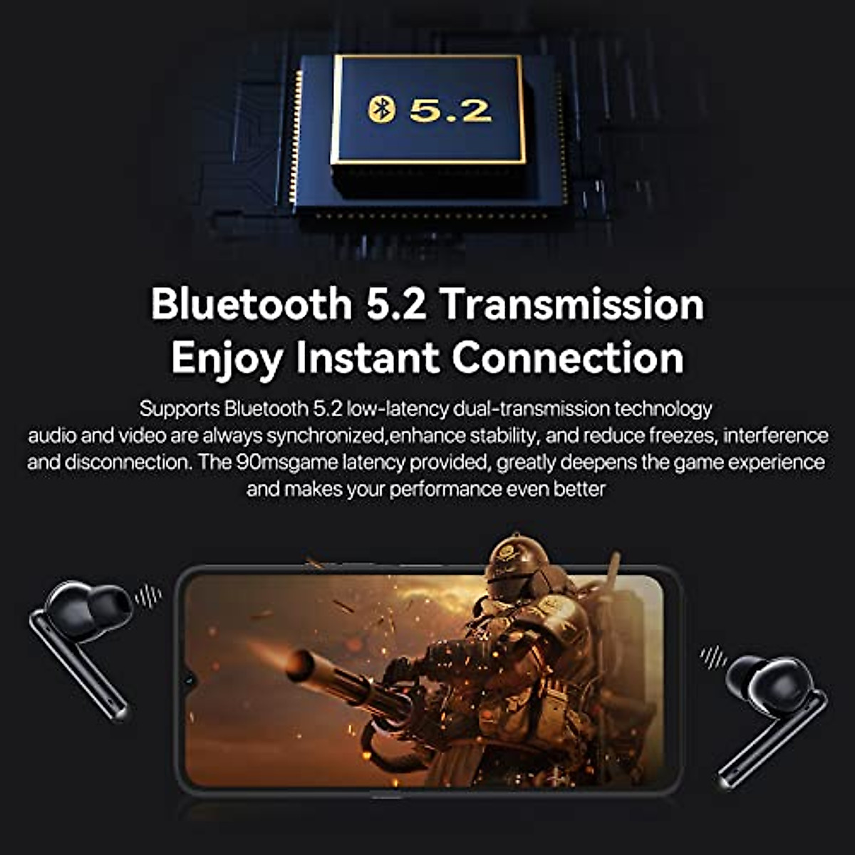 UMIDIGI Ablebuds Free Wireless Earbuds,Bluetooth 5.2 Headphones Noise Cancellation Earphones Stereo Bass Earphones，IP55 Waterproof Sports 27H Playtime in-Ear Built-in Mic Headset ENC Clear Calls