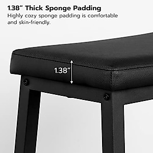 HOOBRO Bar Stools, Set of 2 Bar Chairs, PU Leather Upholstered Breakfast Stools, Easy Assembly, Suitable for Kitchen, Bar, Dining Room, Black BB01MD01