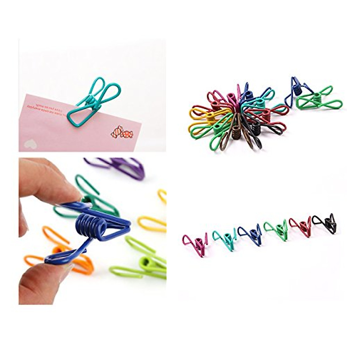 Chip Clips, 30 Pcs 2 Inch 10 Different Random Colors Utility Metal Clips PVC-Coated High Elasticity Good Persistence for Clothespins Paper Clips Food Clips Bag Clips Clothes Pins(Mixed Colors 30pcs)