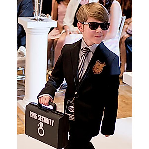 Ring Security Badge, Made of Metal, with Gift Box, Gift for Ring Bearer, Wedding Accessories for Boys (Champagne)