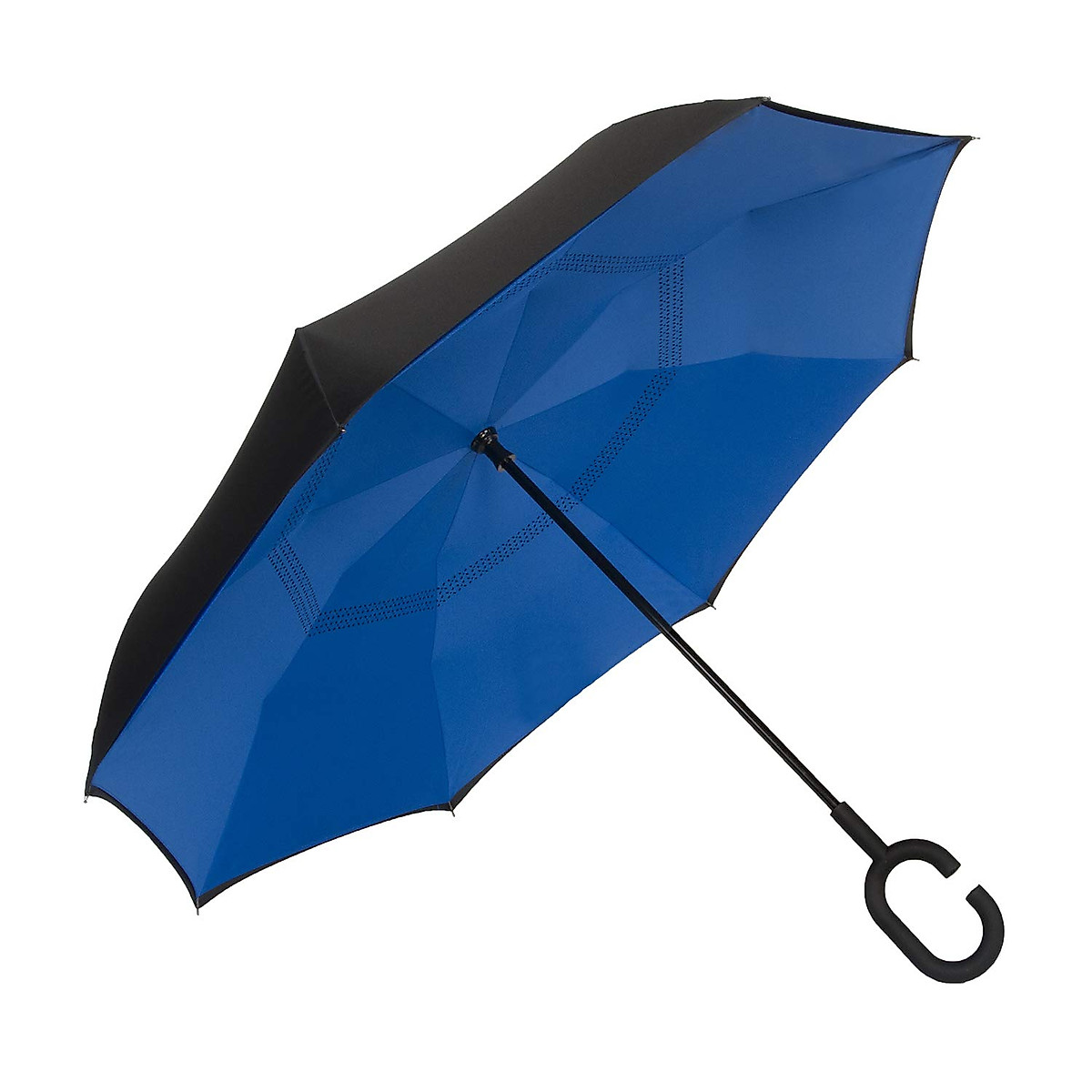 ShedRain Unbelievabrella Inverted, Upside Down, Windproof & Rainproof Car Umbrella Hands Free CShape Handle Heavy Duty, Double Layer Reverse Canopy Protects Men & Women Outdoors from Wind & Rain