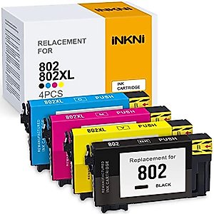 802 802XL Ink Remanufactured Ink Cartridge Replacement for Epson 802 802XL T802XL for Workforce WF-4730 WF-4734 WF-4740 WF-4720 EC-4020 EC-4030 EC-4040 Printer (Black, Cyan, Magenta, Yellow)
