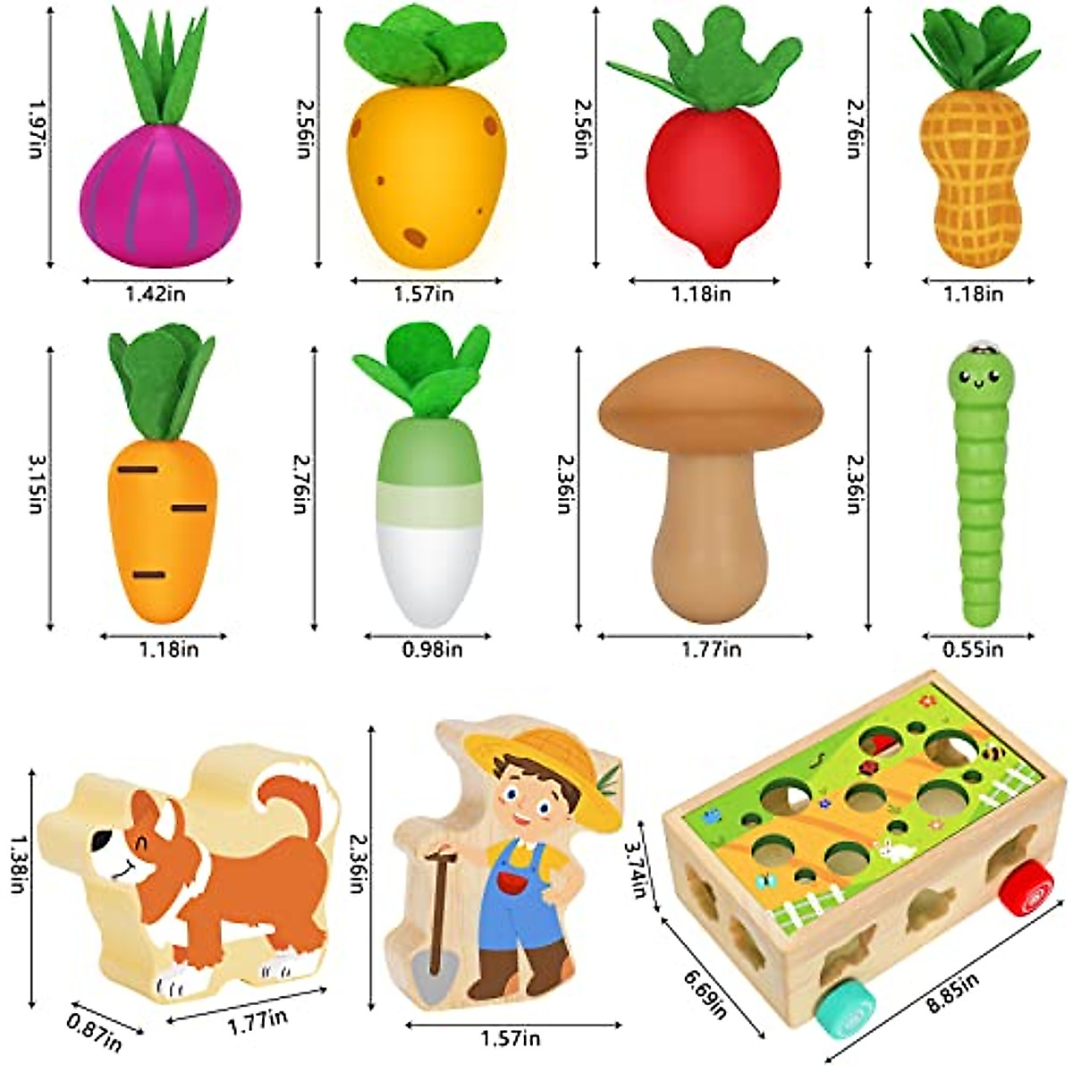 Wooden Montessori Toys for Toddlers Girl and Boy, Wooden Farm Animals Toys Gifts for Toddlers Age 2 3 4 Year Old, Wood Educational Shape Sorter Toys for Kids 1-3 Learning Fine Motor Skills