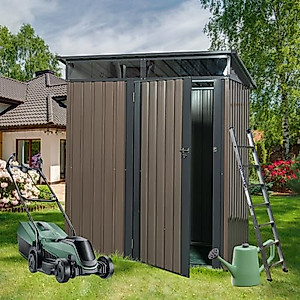 5ft x 3ft Outdoor Metal Storage Shed Transparent Plate Brown