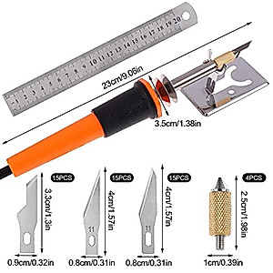 67Pcs Electric Hot Knife Cutter Tool Set, Hot Knife Multipurpose Stencil Cutter with Metal Stand, 60 Pieces Blades,110V