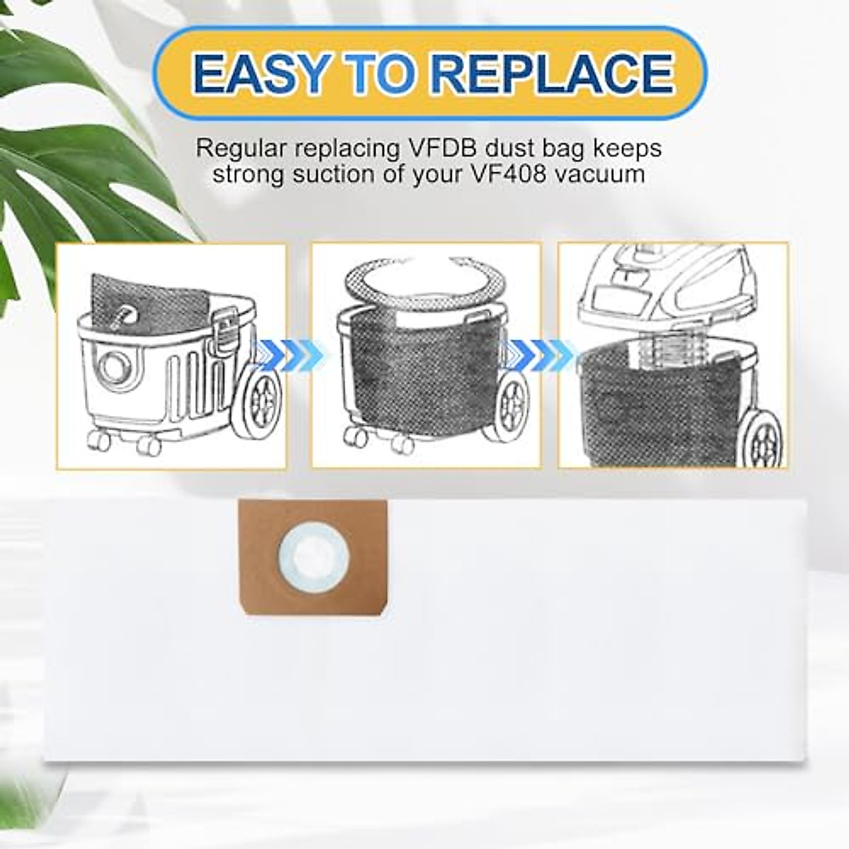 KEEPOW 4 Gallon Replacement Vacuum Bags Compatible with Vacmaster VF408 VF410P, Part# VFDB (10 Pack)