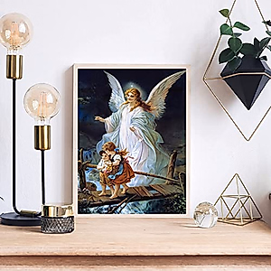 JesMolla 5D DIY Diamond Art Painting Kits for Adults, Large Size Full Drill Diamond Arts Rhinestone Pasted, DIY Painting Diamonod Dot Arts Crafts for Home Wall Decor Gift, 15.8”x21.6” (Angel Bless)