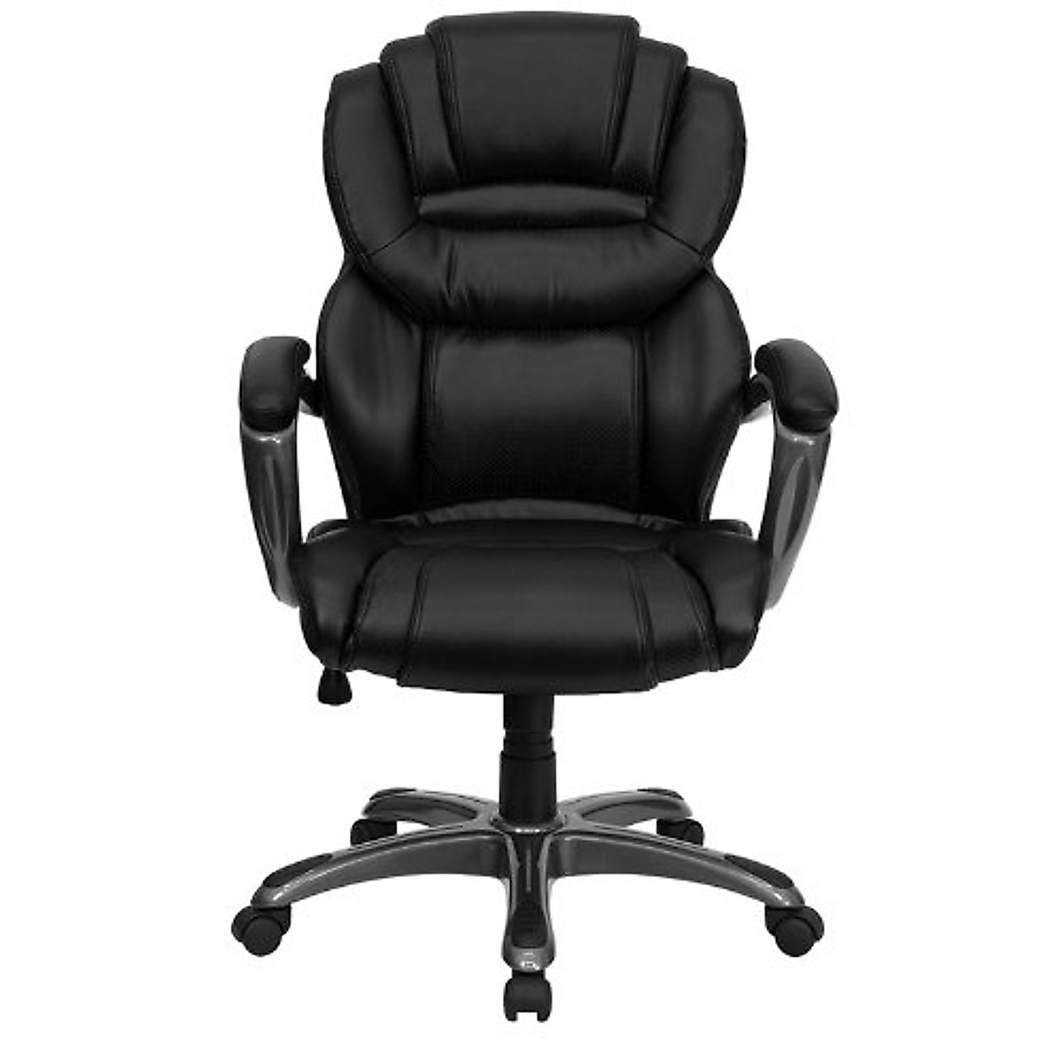 Flash Furniture Stella High Back Black LeatherSoft Executive Swivel Ergonomic Office Chair with Arms