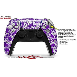 WraptorSkinz Skin Wrap compatible with Sony PS5 DualSense Controller Scattered Skulls Purple (CONTROLLER NOT INCLUDED)
