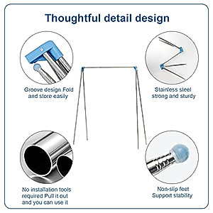 Fragraty Portable Clothes Rack, 15-35in Stainless Steel Foldable Garment Rack Collapsible Small Folding Clothing Rack + 10 Mini Clothes Hangers for Dance,Travel,Camping, Drying,RV, Indoor, Outdoor