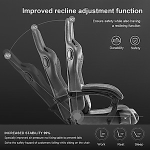 GTPLAYER Chair Computer Gaming Chair (Leather, Grey)