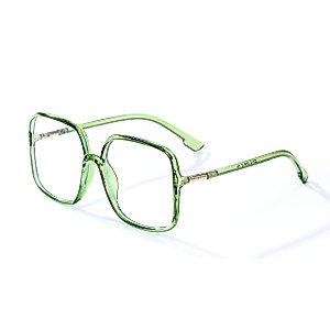 Cheosa Oversized Square Blue Light Blocking Glasses - Ultralight Fashion Nerd Frames for Women Men (rectangle green)