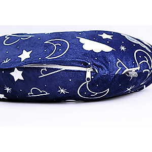 IBraFashion Minky Nursing Pillow Cover Nursing Pillow Slipcover Soft Fits Snug On Infant Nursing Pillows for Breastfeeding Moms (Navy Blue, Stars and Clouds)