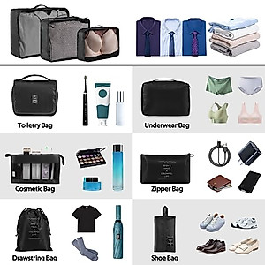 Packing Cubes 10 Sets Luggage Packing Organizers for Travel Accessories，Cenivi Travel Essentials，Including Waterproof Shoe Storage Bag Convenient Packing Pouches Clothing Underwear Bag for Traveller