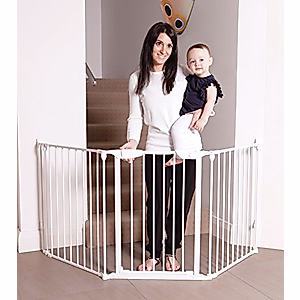 Dreambaby Newport Adapta Baby Gate - Use at Top or Bottom of Stairs - for Straight, Angled or Irregular Shaped Openings (White)