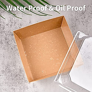 Kucoele 50 Pack Paper Charcuterie Boxes with Clear Lids, 4 Inches Brown Cookie Boxes Dessert Boxes Disposable To Go Food Containers for Sandwich, Cake Slice, Cupcake, Chocolate Covered Strawberry