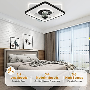 Oaks Aura 20 Inch Low Profile Ceiling Fans with Lights, Reversible,6 Speeds,3 Color Temperature Optional,DC Motor,Modern Flush Mount Ceiling Fan with Remote for Kids Bedroom,Living Room,Kitchen