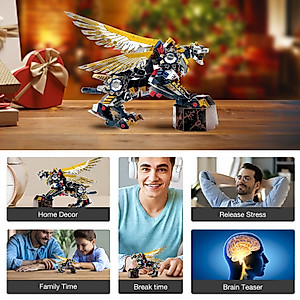 Microworld 3D Metal Puzzle, Mechanical Flying Tiger Metal Model Kits, DIY Brain Teaser Challenge 3D Puzzles for Adults, Art Craft Home Decor Gift for Teens