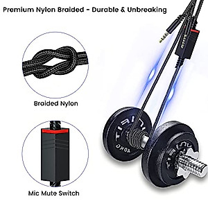 weishan A40 Cord Replacement for Astro A10 A40 TR Gaming Headsets, 3.5mm(1/8") Braided Detachable Audio Cable with Inline Mic Mute Switch, 6ft Long