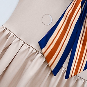 Yameidie Kids Girls Big Bow School Uniform Dress Halloween Horror Doll Cosplay Costume Two-piece Dress (Khaki, Kid 140 (Height :51-55 Inch))