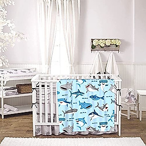 Blue Shark Blanket for Boys Girls Baby, Soft Warm Throw Blanket Shark Gifts for Shark Lovers 30x40 Inches, Animal Shark Bed Throw Fleece Blanket Decor for Room
