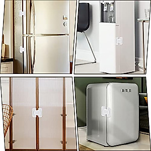 JULBEAR 2Pcs Refrigerator Lock for Kids,Fridge Door Locks Child Lock Safety for Freezer Door Adhesive No Keys Needed Used in Fridge Door or Cabinets, White