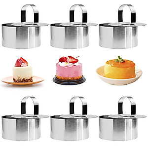 6 Pieces Round Cake Ring Mold, 3 inch Stainless Steel Mousse Mould, Mini Pancake Pastry Dessert Baking Ring Mold
