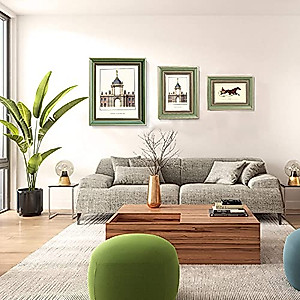 BWPFRAME Vintage Picture Frames 8x10 Antique Green with Real Glass Solid Wood Frames For Table Top or Wall Mounting Display(Green, 8x10)