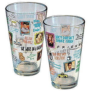 Friends Famous Classic Quotes 16oz pint glass Friends The TV Show (1 Glass Included)